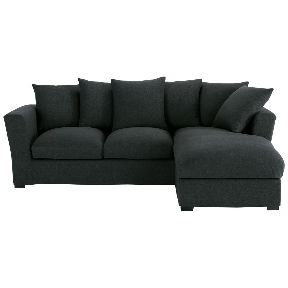 Corner Sofa Bed Right Daybed In Charcoal Grey Seats 5 Bruxelles