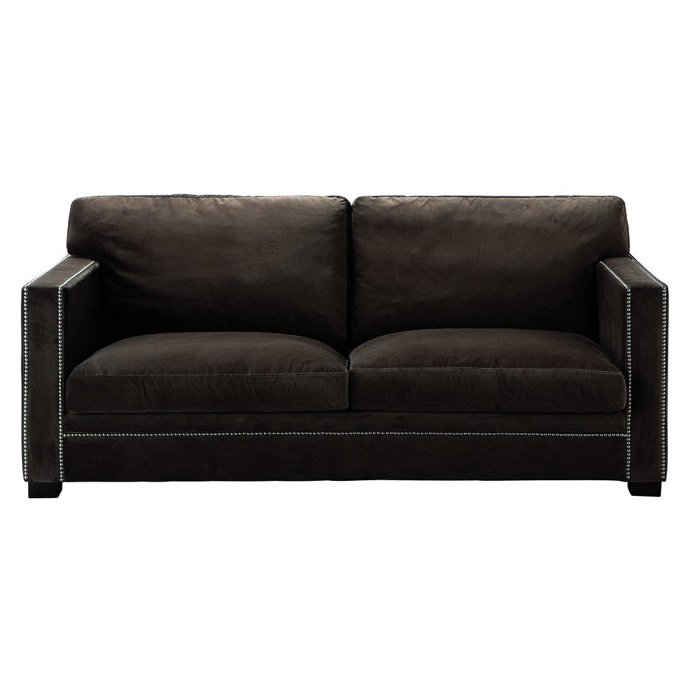 3/4 seater velvet sofa in brown Dandy | Maisons du Monde