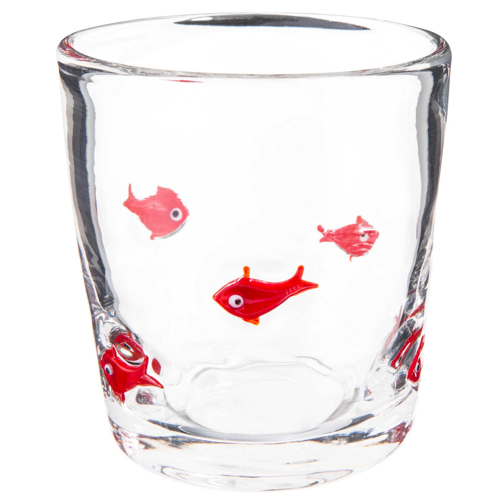 Bicchiere in vetro con motivi di pesci rossi | Maisons du Monde