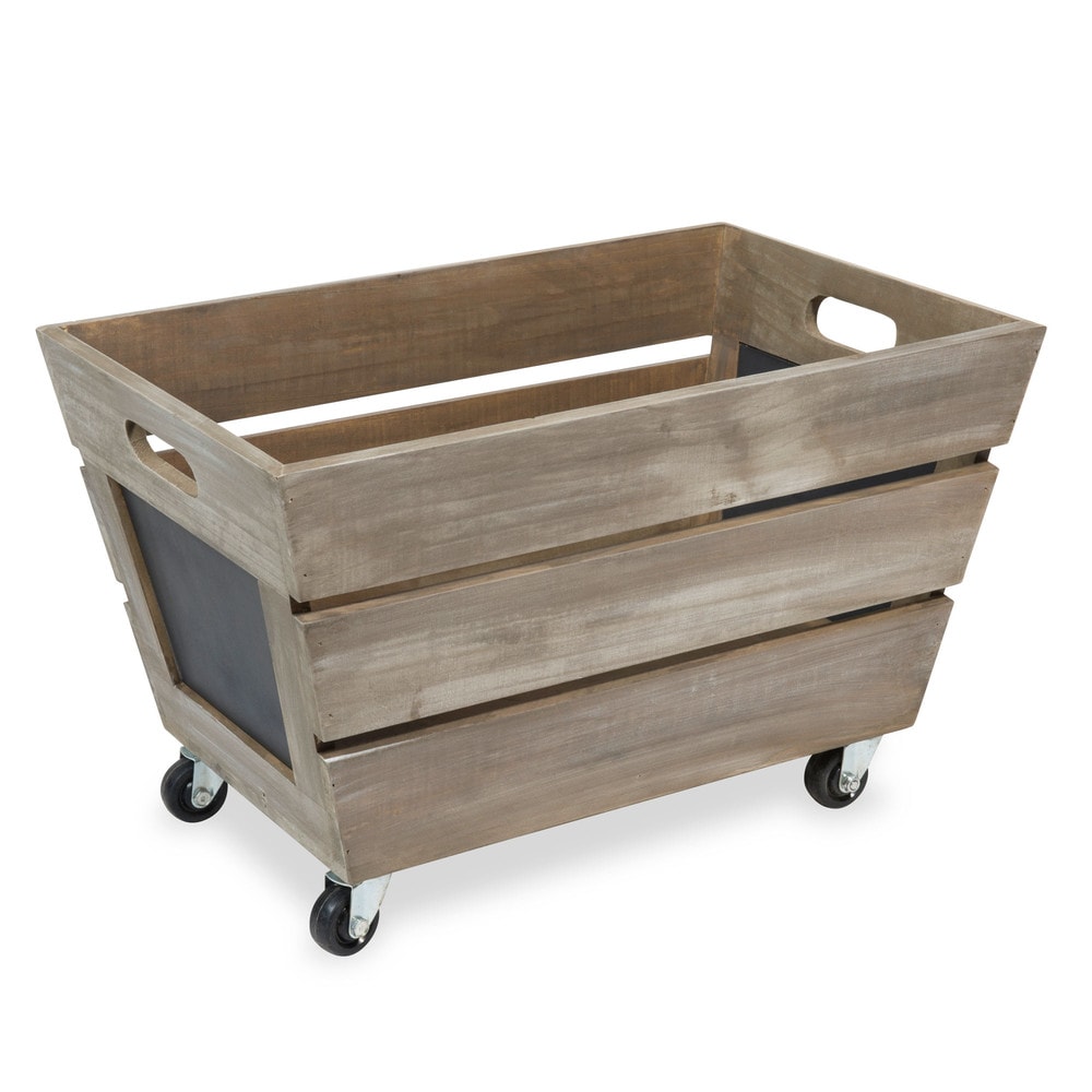 Caisse à roulettes en bois RUSTIC | Maisons du Monde