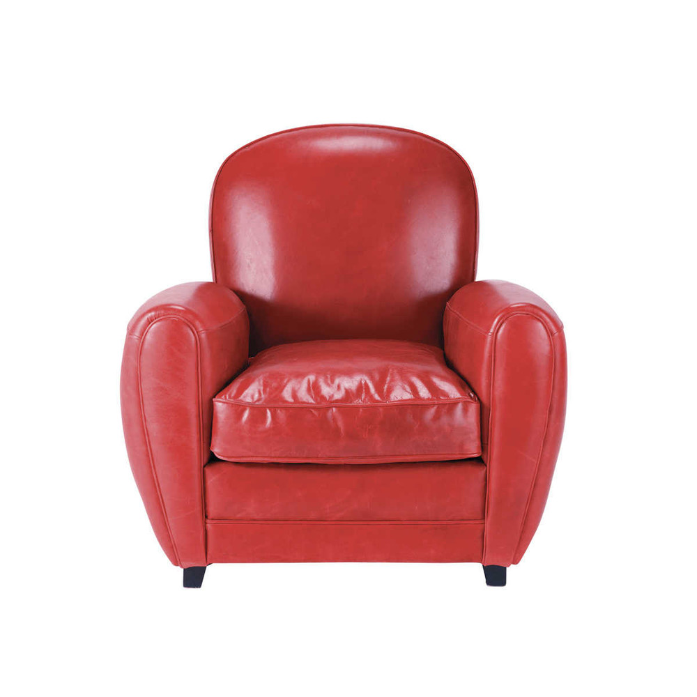 Fauteuil cuir rouge vintage Oxford | Maisons du Monde