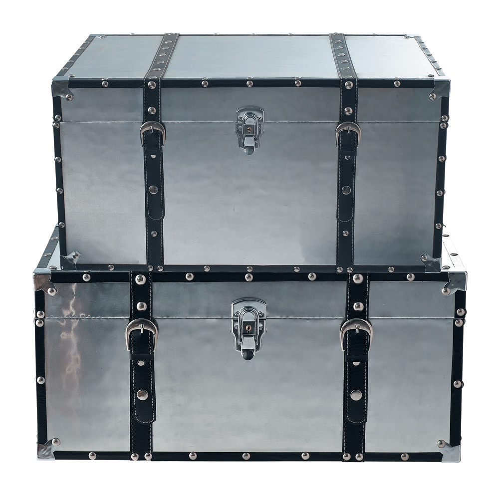 Set of 2 industry Metal Trunks | Maisons du Monde