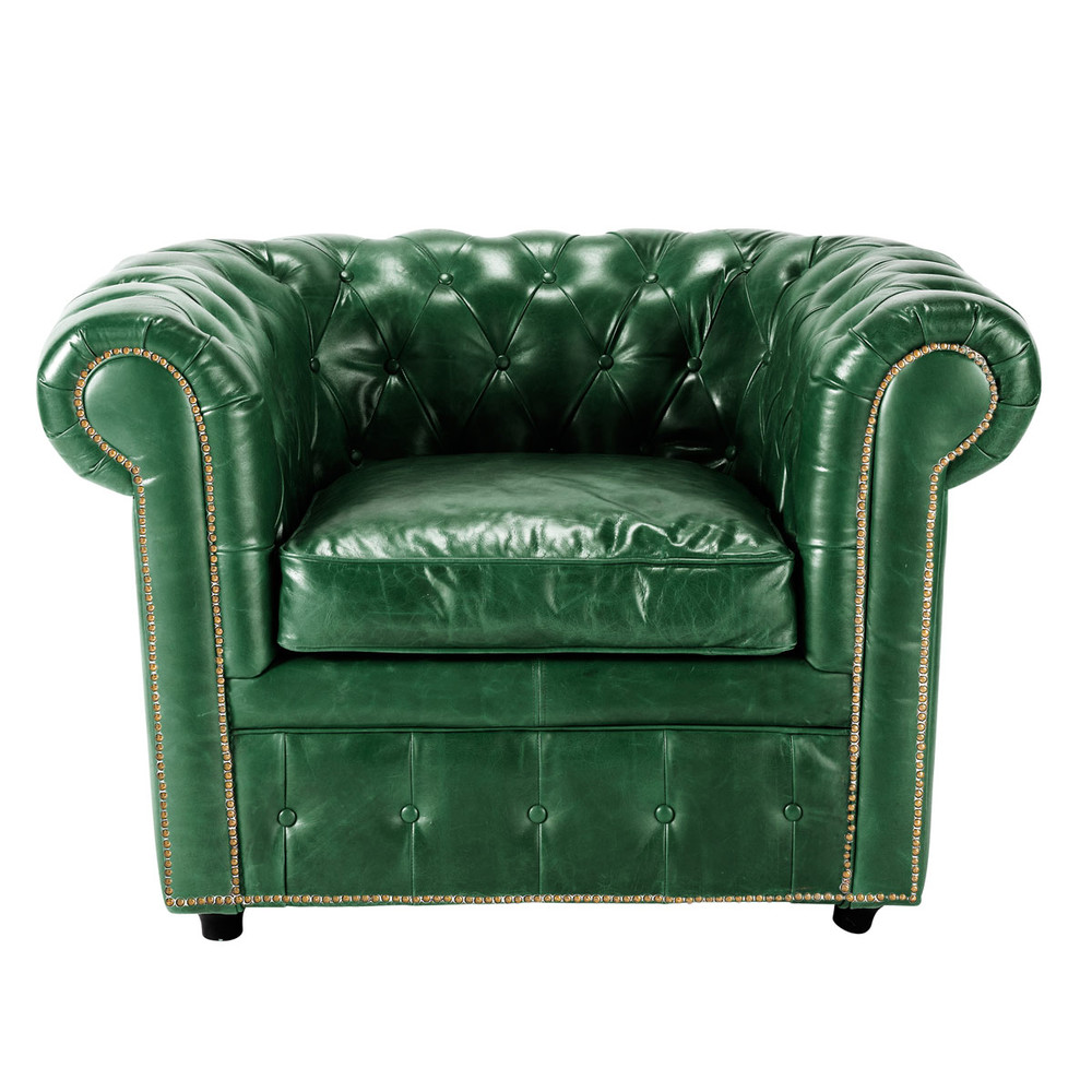 Sillón de cuero verde - Vintage Vintage | Maisons du Monde