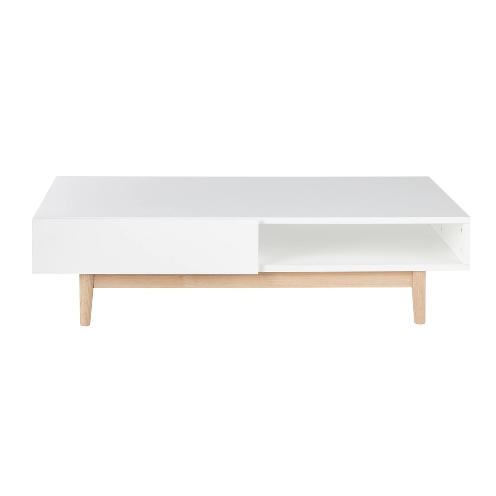 Table basse scandinave 2 tiroirs blanche Artic | Maisons du Monde