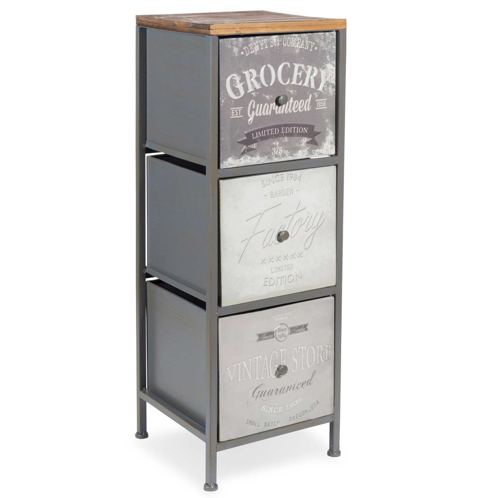 VINTAGE STORE small 3-drawer metal cabinet, H69cm | Maisons du Monde